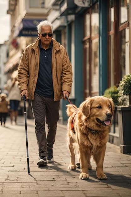 An Elderly Grayhaired Blind Man Wearing Sunglasses Premium Ai