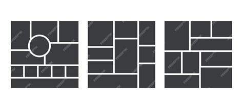 사진 콜라주 무드 보드 템플릿 무드보드 배경 모자이크 사진 정사각형 앨범 그리드 설정 프리미엄 벡터