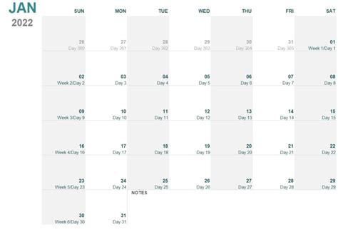 Julian Calendar Any Year Template In Excel Download Xlsx