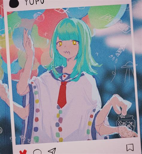 Safebooru 1girl Balloon Blue Sailor Collar Blunt Bangs Envelope Extra