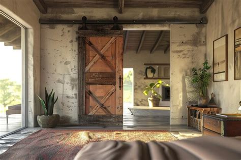Premium Photo Rustic Barn Door Leading To The Master Suite