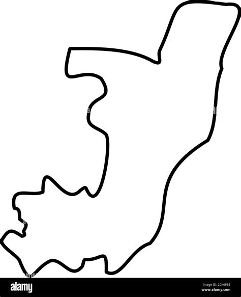Republic Of The Congo Former Zaire Solid Black Outline Border Map Of