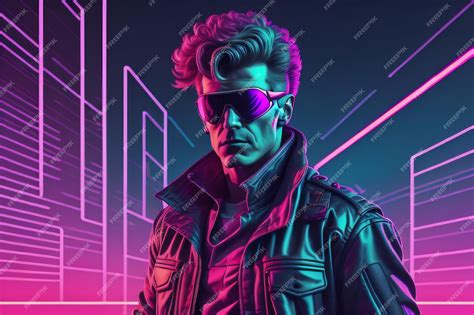 Premium Photo Synthwave Man With A Cool Background Wallpaper With