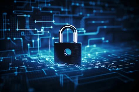 Premium Photo Padlock On Electronic Circuit In Blue Tones Symbolizing Cybersecurity