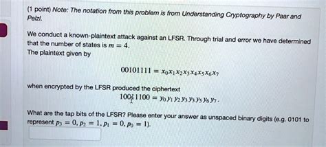 solved we conduct a known plaintext attack against an lfsr through