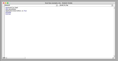 Excel Back To Top Button