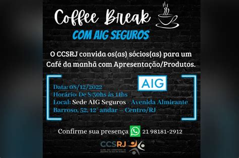 CCS RJ e AIG Seguros promovem café da manhã para apresentação de produtos CQCS