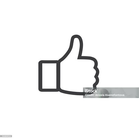 손 엄지 손가락 위로 아이콘 플랫 아웃라인 핸드 사인입니다 흰색 배경에 벡터 고립 된 그림 검은색에 대한 스톡 벡터 아트 및 기타 이미지 Istock