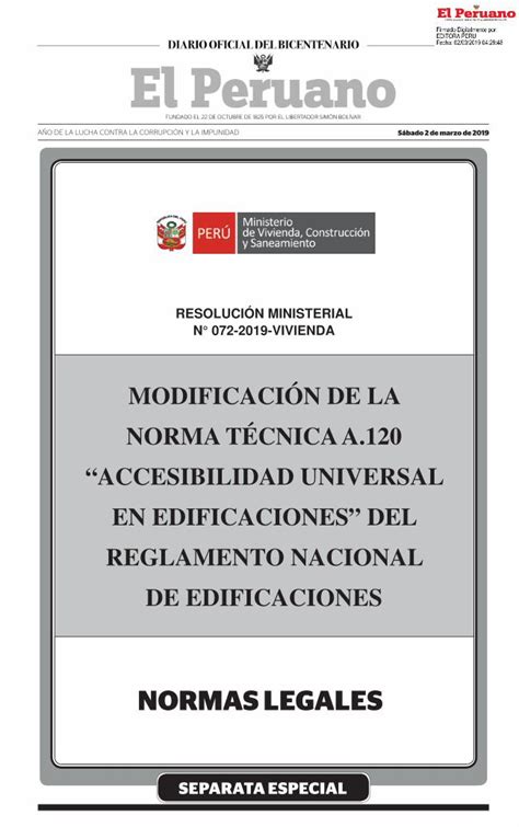 PDF MODIFICACIÓN DE LA NORMA TÉCNICA A 120 ACCESIBILIDAD el