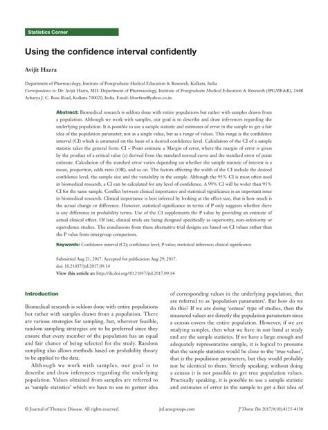 Pdf Using The Confidence Interval Confidently