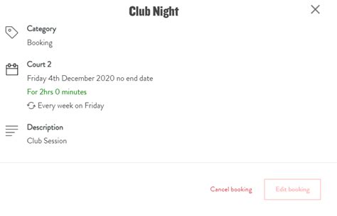 Cancelling A Recurring Booking Lta Clubspark