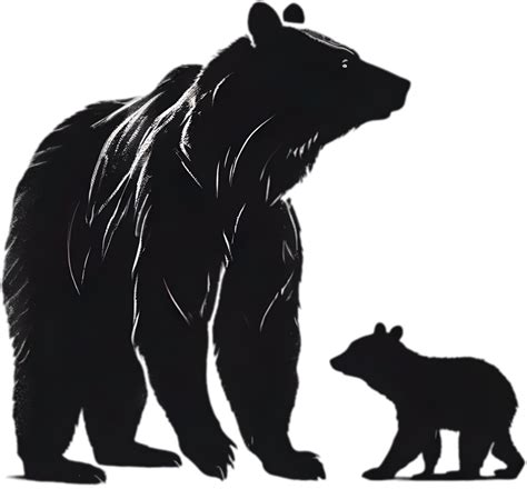 A Drawing Of A Ferocious Bear With Her Cub Ai Generated 44448584 Png