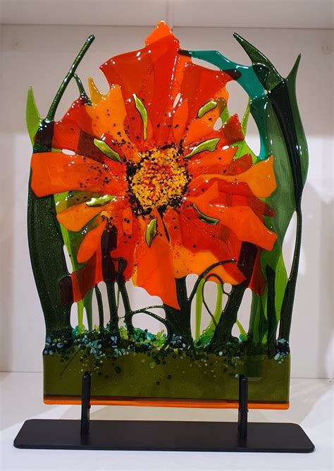 Orange Flower 2306 Verkocht Art And Planning Glazen Bloemen Glaskunst Grote Bloemen