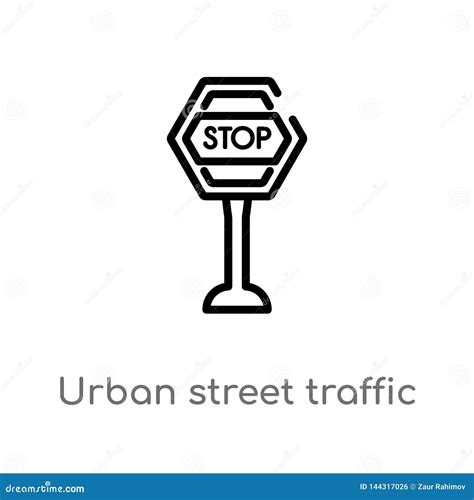 Outline Urban Street Traffic Vector Icon Isolated Black Simple Line Element Illustration From