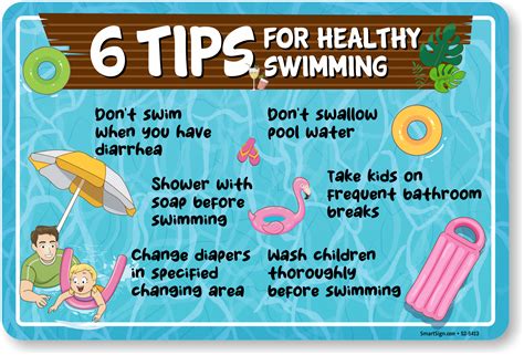 Tips For Healthy Swimming Pool Rules Sign Sku S2 5413