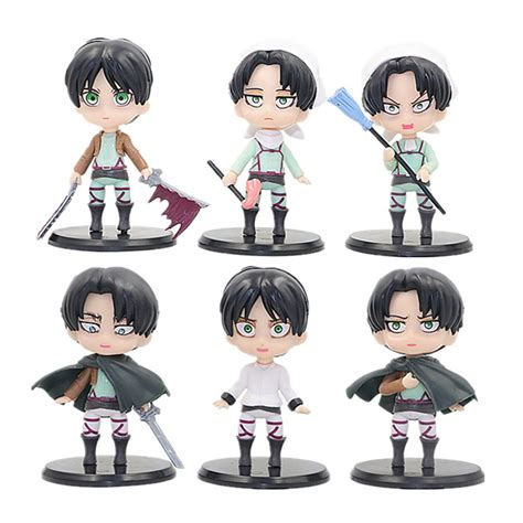 Buy 6pcsset Levi Ackerman Statues Figurine And Eren Jaeger Action