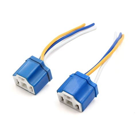 2 Pcs H4 Ceramic Headlight Extension Connector Plug Lamp Bulb Socket