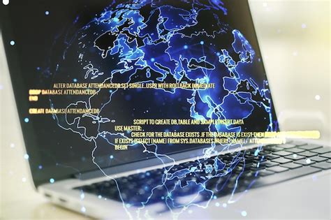 Exposition Multiple Dhologramme De Langage De Programmation Abstrait Avec Carte Du Monde Sur