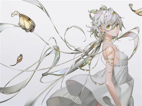 Wallpaper Gadis Anime Rambut Pendek Rambut Putih 2000x1507