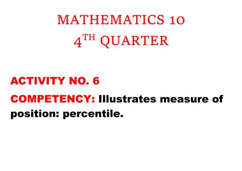 Illustrate Measure Of Position Percentile Ppt