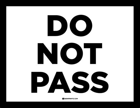 Do Not Pass Sign For Instant Download Free Printable Pdf