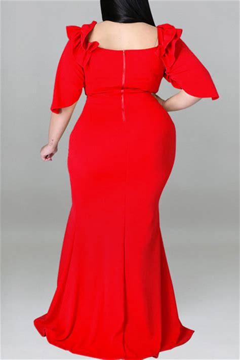 Wholesale Black Fashion Sexy Plus Size Solid Patchwork Slit Off The