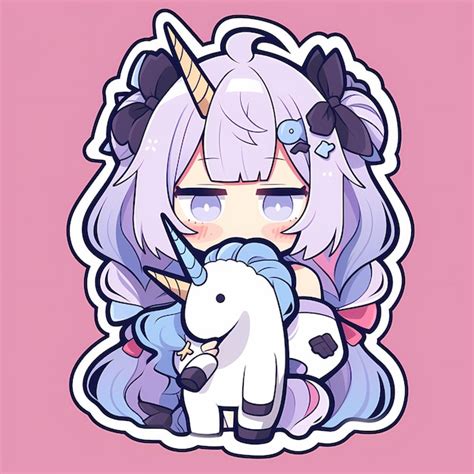 Premium Ai Image Adorable Kawaii Illustrated Chibi Anime Unicorn Girl