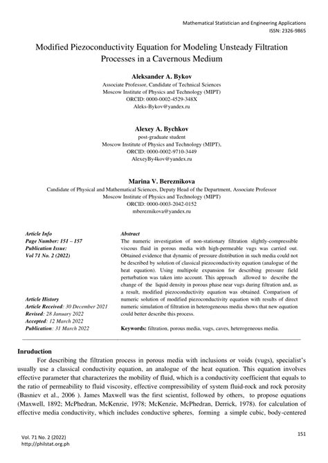 (PDF) Modified Piezoconductivity Equation for Modeling Unsteady ...