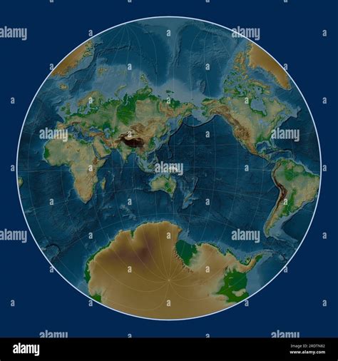 North Bismarck Tectonic Plate On The Physical Elevation Map In The Lagrange Oblique Projection