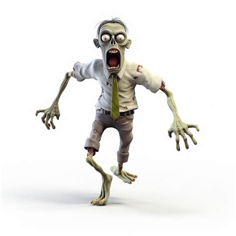 Minimalist 3d Zombie Character Design Full Body On White Background