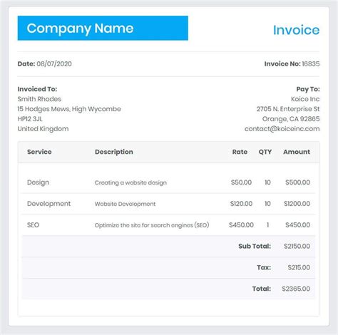 Entry By Mohamed Osama For Create HTML Invoice Template Freelancer