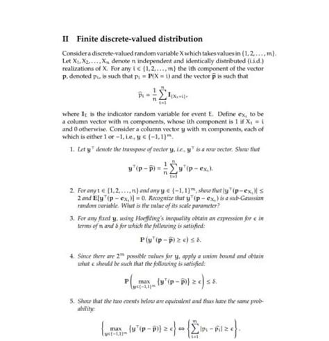 Solved Ii Finite Discrete Valued Distribution Consider A
