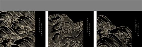 Japanese Hand Drawn Wave Pattern With Abstract Vector Image