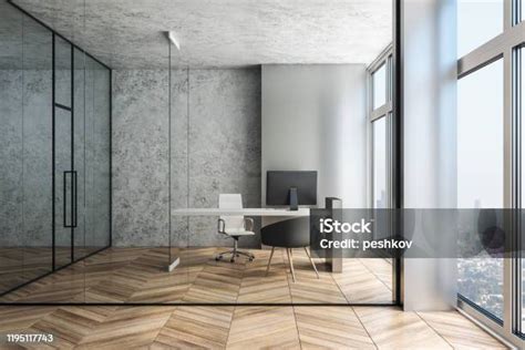 현대적인 사무실 인테리어의 이그제큐티브 워크플레이스 3d 렌더링 0명에 대한 스톡 사진 및 기타 이미지 0명 3차원 형태 가정 생활 Istock