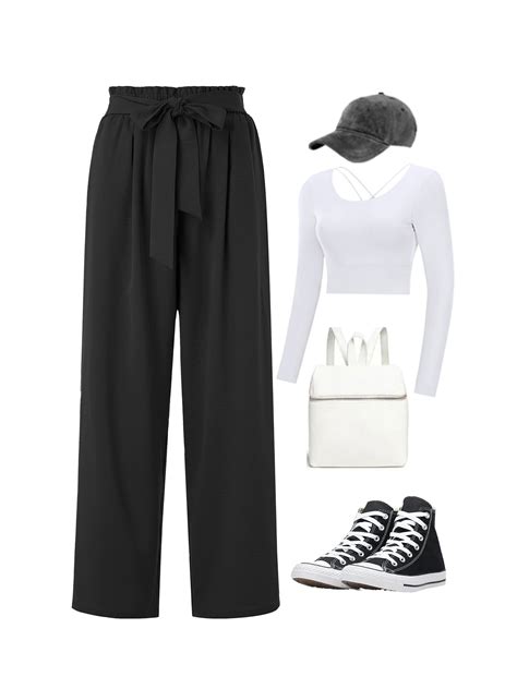 Chiclily Womens Wide Leg Pants With Pockets Lightweight High Waisted
