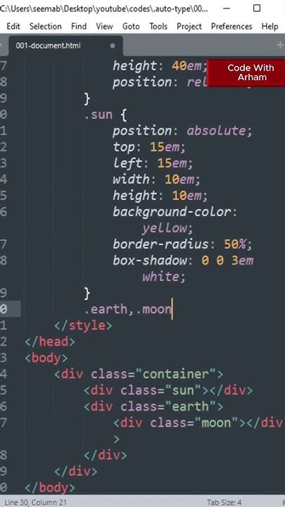Solar System Animation Html Css Html Css Solar System With Html Css Viral Shortsfeed