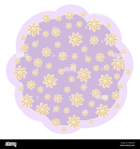 Round Abstract Background With Flowers Cartoon Flat Style Isolated