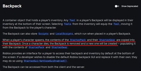 What Happens To Tools In The Backpack During A Character Reset Scripting Support Developer