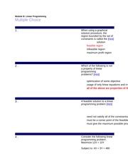Module B Linear Programming Multiple Choice Module B Linear