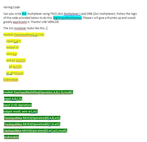 Verilog Code Question Verilog Code Can You Write Chegg