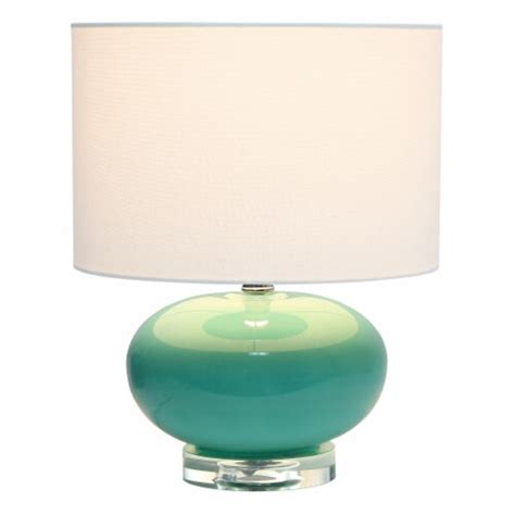 1525 Modern Ovaloid Glass Bedside Table Lamp With White Fabric Shade Aqua 1 Kroger