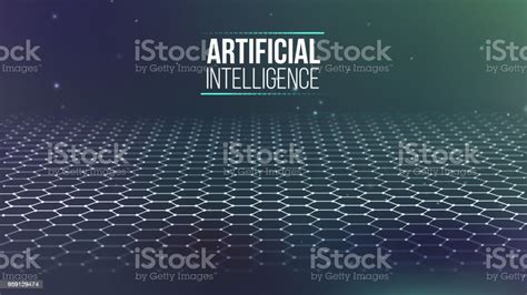 3d 그리드 배경 인공 지능 기술 와이어 네트워크 미래 와이어 프레임입니다 인공 지능입니다 사이버 보안 배경 벡터 일러스트 레이