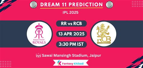 Rr Vs Rcb Dream11 Prediction Today Match 28th Ipl 2025