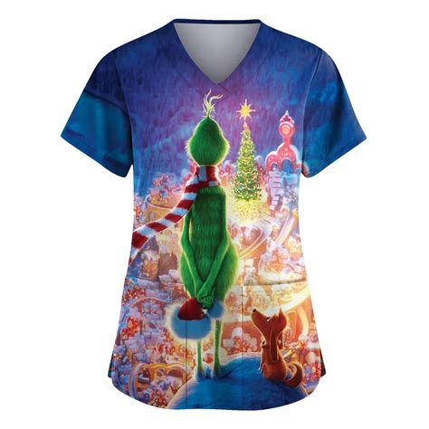 Gasue Grinch Shirts For Adults Christmas Grinch Costume Ladies Short