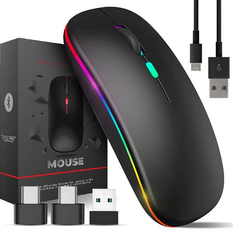 Fugaci Wireless Mouse Laptop W 2 Usb A To Usb C Adapter，2 4ghz Bluetooth Mouse Rechargeable