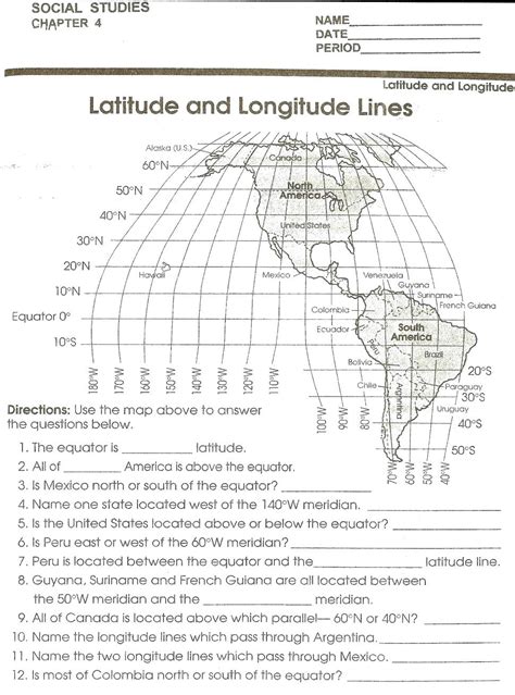 Latitude Longitude Printable Worksheets Lexia S Blog