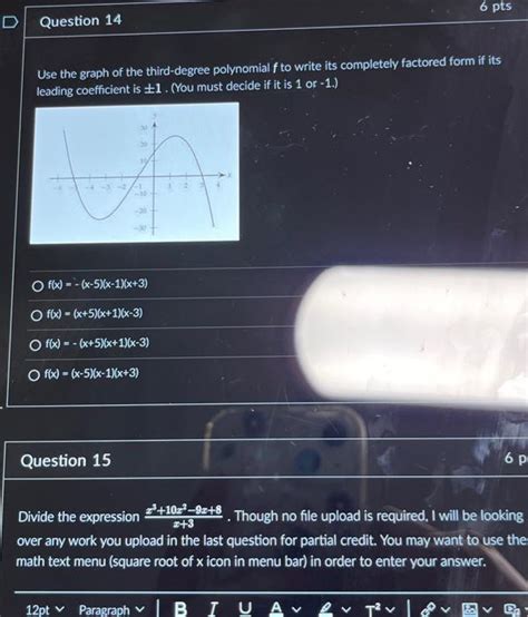 Solved Use The Graph Of The Third Degree Polynomial F To