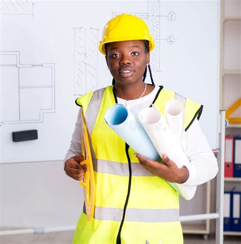 Young Black Architect Working On Project Stock Image Image Of