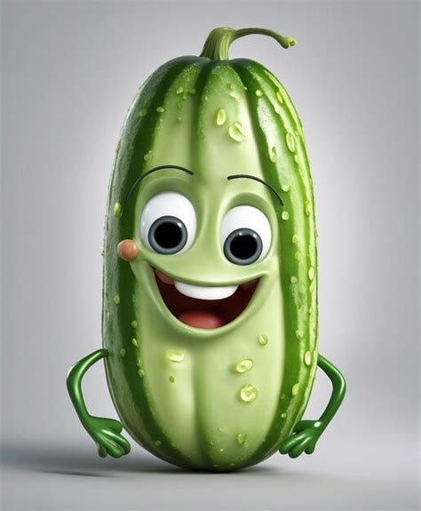 Premium Ai Image Cartoon Cucumber Character With Cute Smile Happy