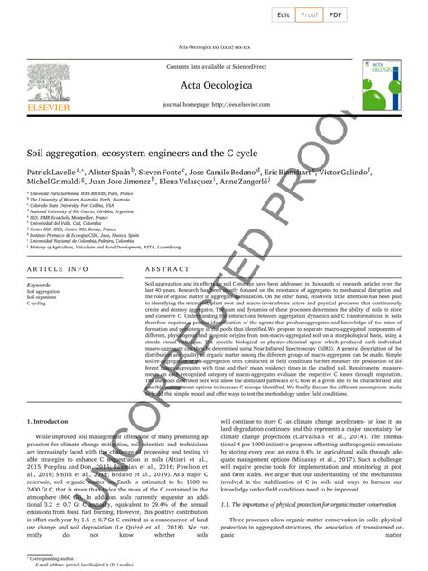 PDF Soil Aggregation Ecosystem Engineers And The C Cycle